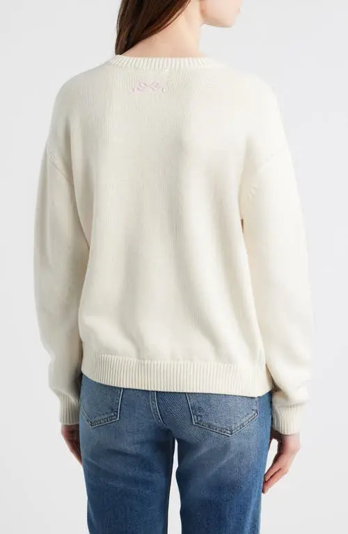 LoveShackFancy Selman Logo Embroidery Cotton & Wool Sweater
