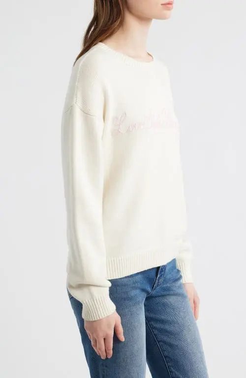 LoveShackFancy Selman Logo Embroidery Cotton & Wool Sweater