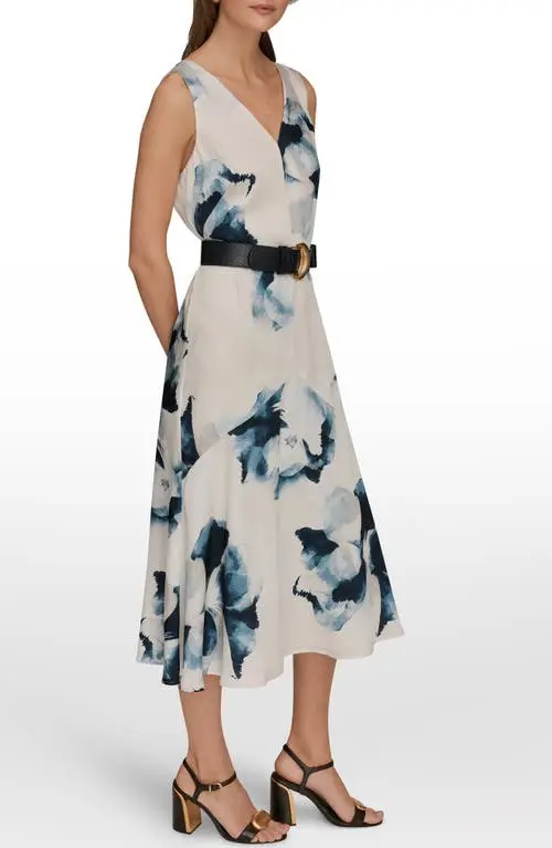 Donna Karan New York Belted Sleeveless Midi Dress