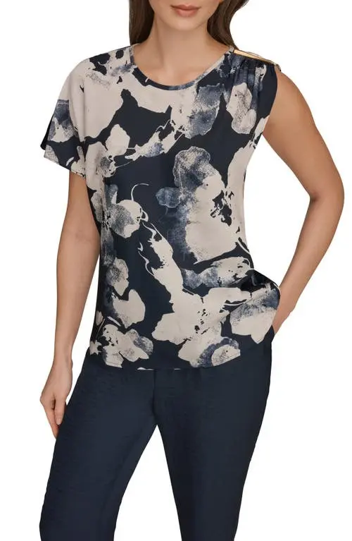 Donna Karan New York Asymmetrical Printed Top