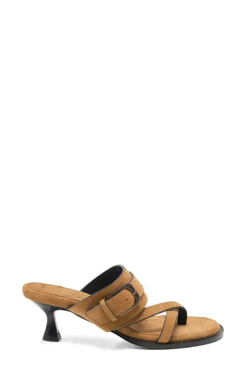 Free People Belted Toe Loop Kitten Heel Sandals - Driftwood Tan Suede