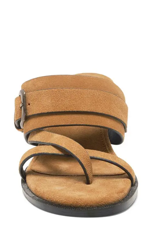 Free People Belted Toe Loop Kitten Heel Sandals - Driftwood Tan Suede