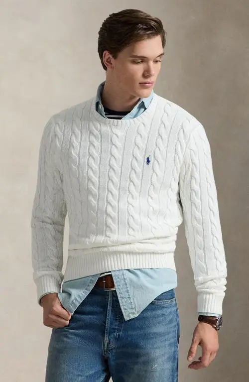 Polo Ralph Lauren Cable Knit Cotton Sweater - White