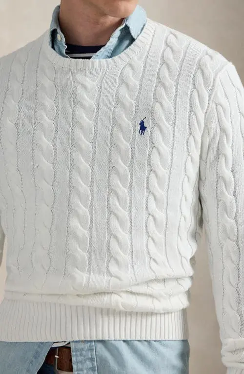 Polo Ralph Lauren Cable Knit Cotton Sweater - White