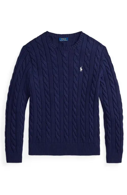 Polo Ralph Lauren Cable-knit Cotton Crewneck Sweater - Bright Navy