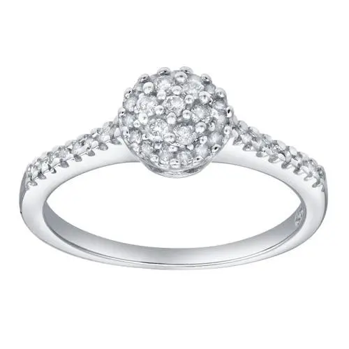 LUVMYJEWELRY Nuvienne 0.30 Cts Natural Diamond 14k Gold Halo Cluster Ring - 14k White Gold