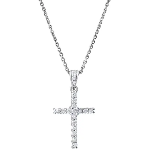 LUVMYJEWELRY Diamond Cross 14k Gold Pendant - 14k White Gold