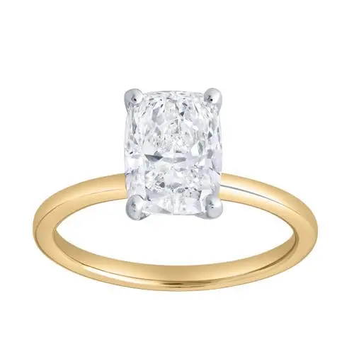 LUVMYJEWELRY 2.25 Ctw Nisrine Cushion Cut Lab Grown Diamond Solitaire Ring - 14k Yellow Gold
