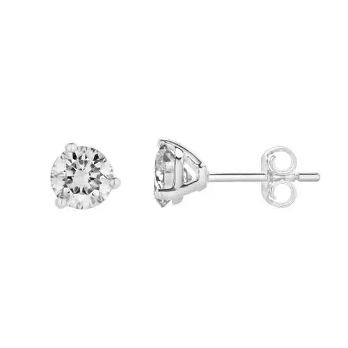 LUVMYJEWELRY 1 Ct Tw Lab Grown Round Diamond Stud Earrings - 14k White Gold