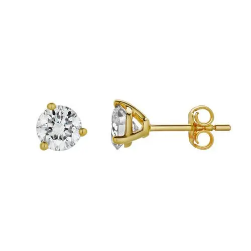 LUVMYJEWELRY 1 Ct Tw Lab Grown Round Diamond Stud Earrings - 14k Yellow Gold