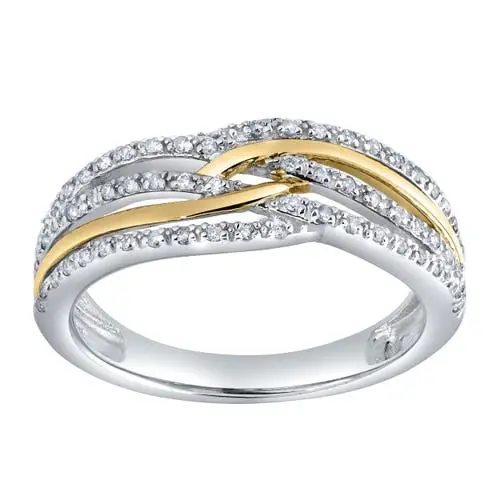 LUVMYJEWELRY Amoura 10k Gold Natural Diamond Crossover Ring - 10k White Gold