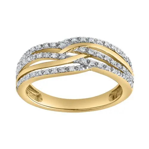 LUVMYJEWELRY Amoura 10k Gold Natural Diamond Crossover Ring - 10k Yellow Gold