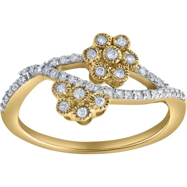 LUVMYJEWELRY Floral Ring With 0.30 Ct Natural Diamonds In 10k Gold - 10k Yellow Gold