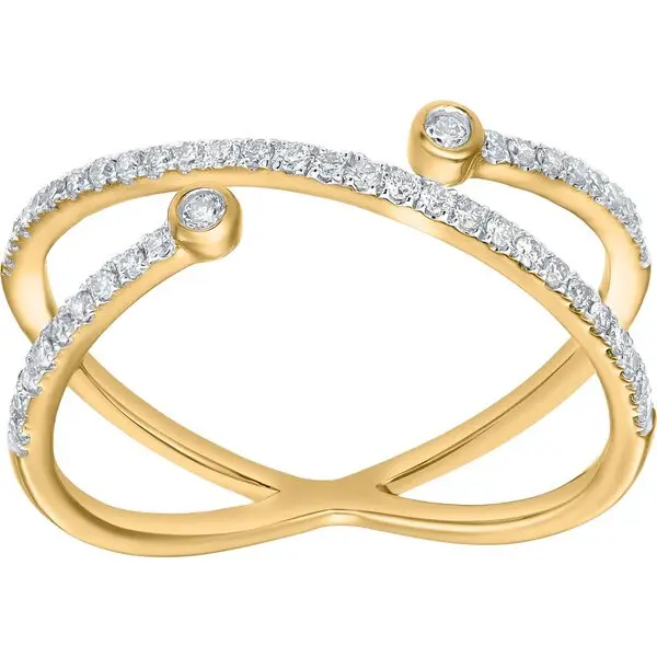 LUVMYJEWELRY Infinara 0.25 Ct Diamond 14k Gold Crossover Ring - 14k Yellow Gold