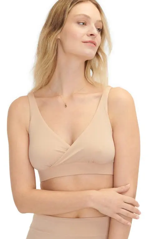 Hatch Crossover Pima Cotton Blend Nursing Bra - Sand