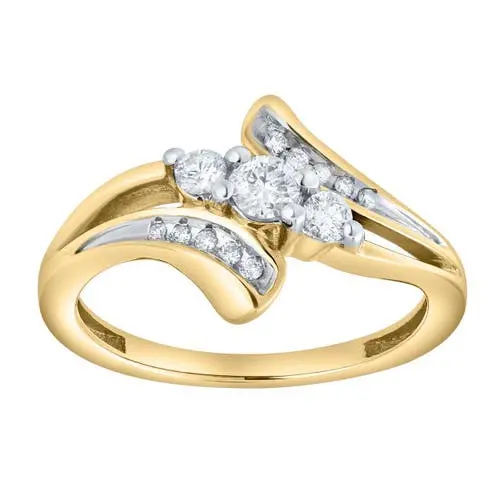 LUVMYJEWELRY 0.30 Ct 10k Gold Diamond Bypass Ring - 10k Yellow Gold