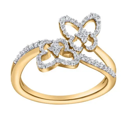 LUVMYJEWELRY Elarisse Flutter 0.30ct Diamond 14k Gold Ring - 10k Yellow Gold