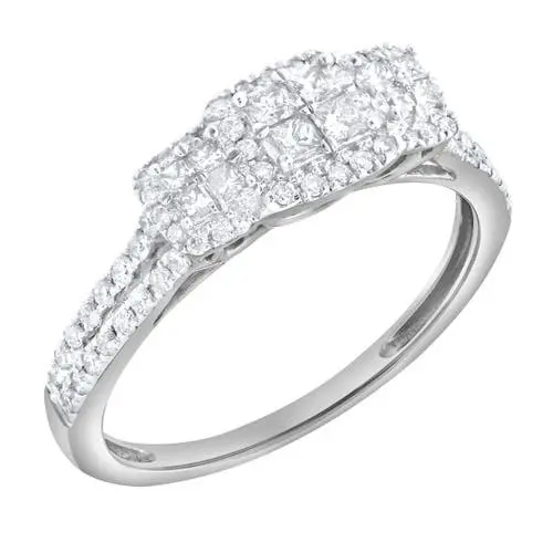 LUVMYJEWELRY 0.55 Ct 10k Gold Diamond Ring - 10k White Gold