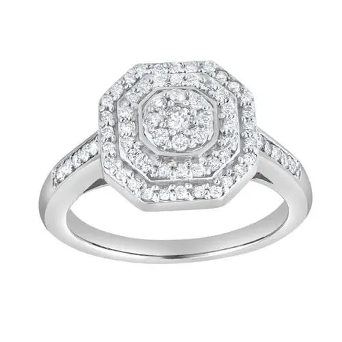 LUVMYJEWELRY 0.50 Ct 10k Gold Diamond Ring - 10k White Gold