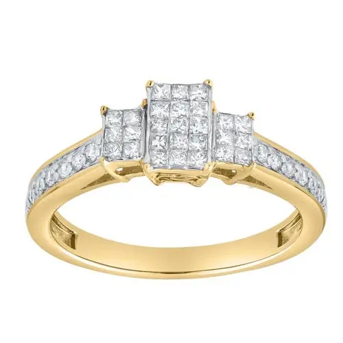 LUVMYJEWELRY Elarisse Flutter Diamond 14k Gold Ring - 10k Yellow Gold