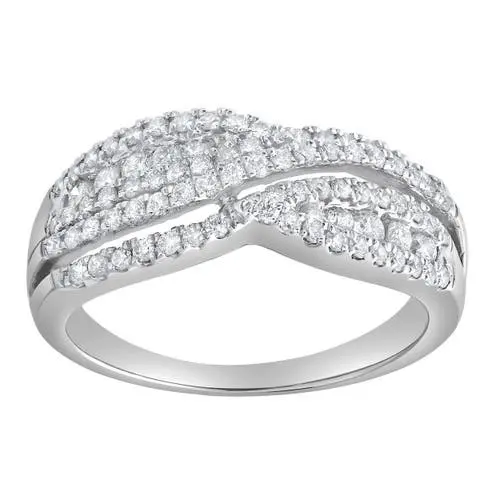 LUVMYJEWELRY Silvera Crest 0.65 Ct 10k Gold Diamond Ring - 10k White Gold