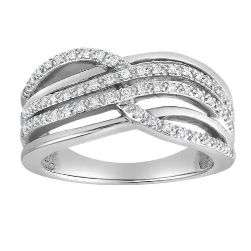 LUVMYJEWELRY Elaris 10k Gold Diamond Wave Ring - 10k White Gold