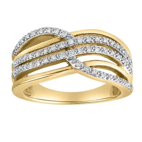 LUVMYJEWELRY Elaris 10k Gold Diamond Wave Ring - 10k Yellow Gold