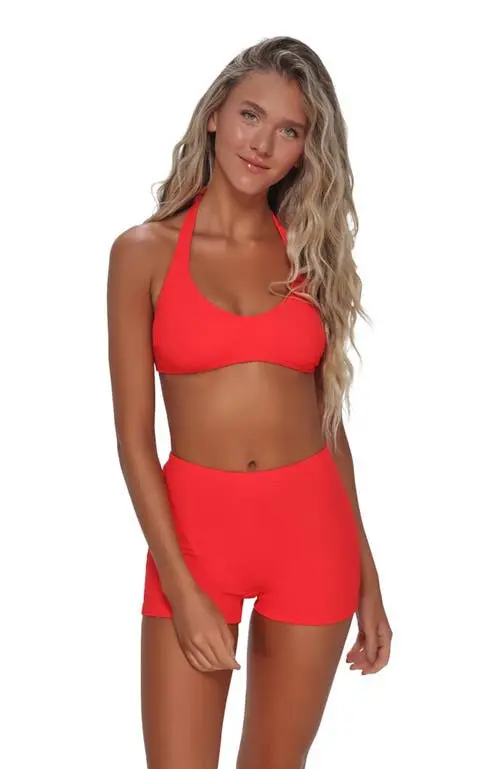 PACIFICA BY SUNSETS Splash Halter Bikini Top - Red Hot Rib