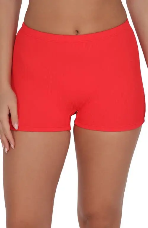 PACIFICA BY SUNSETS Ayden Boyshort Bottoms - Red Hot Rib