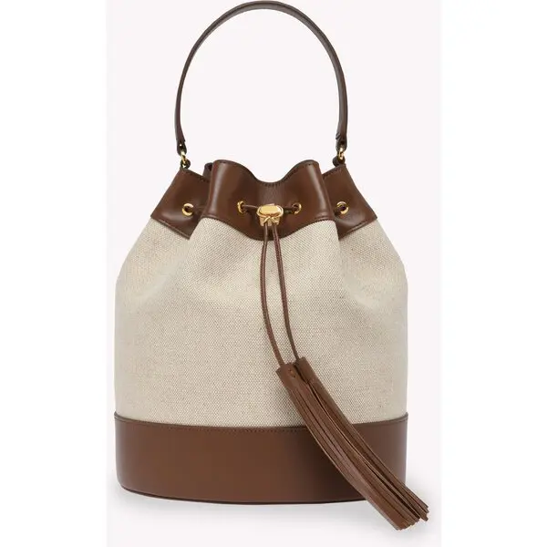 GIANVITO ROSSI Sienna 22 Bucket Bag - Ivory And Brown Leather