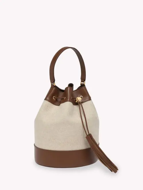 GIANVITO ROSSI Sienna 22 Bucket Bag - Ivory And Brown Leather