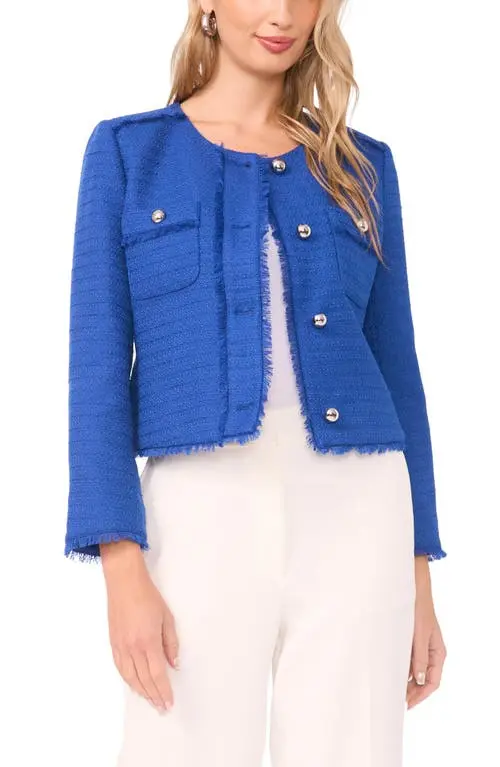 Vince Camuto Crop Tweed Jacket - Deep Blue