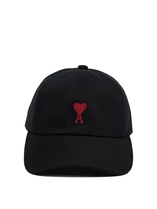 Ami Baseball Cap With De Cœur Embroidery - Black