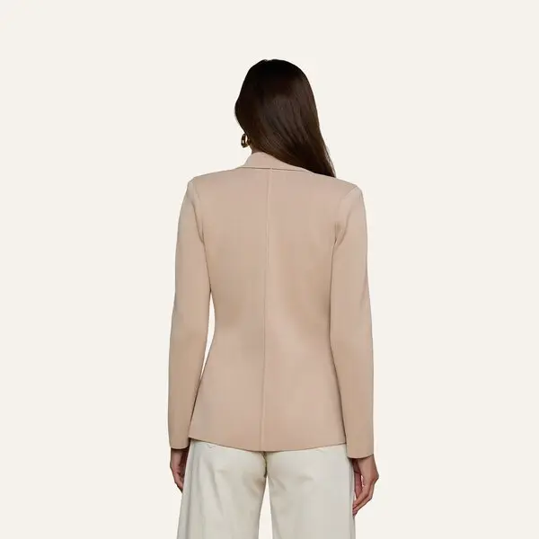 L'AGENCE Amelia Knit Blazer - Light Cappuccino/gold