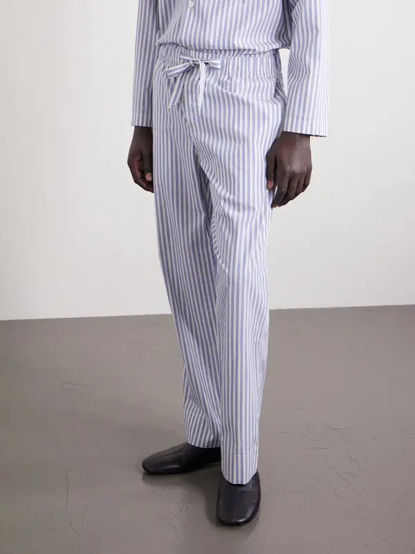 TEKLA Striped Organic Cotton-poplin Pajama Set - Gray