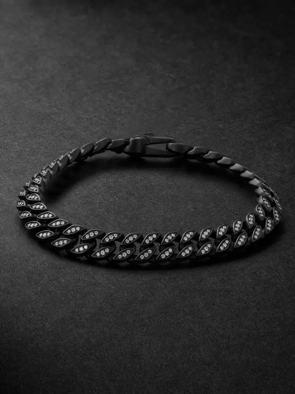 David Yurman Titanium And Diamond Chain Bracelet - Black