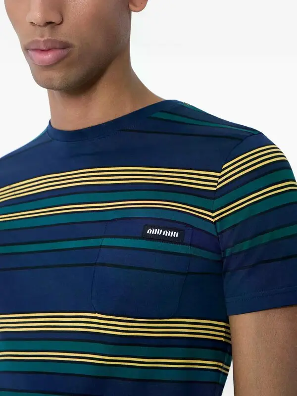 Miu Miu Striped Chest-pocket T-shirt