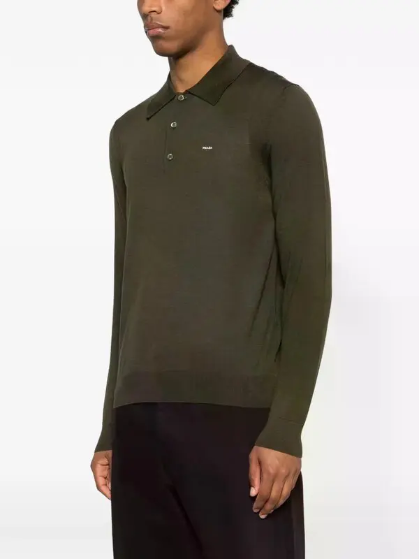 Prada Long-sleeved Superfine Wool Polo Sweater