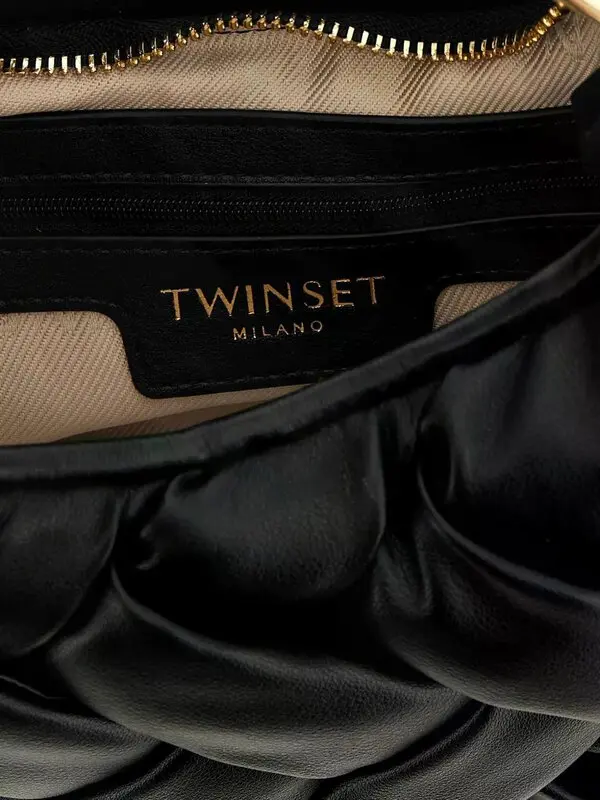 TWINSET Weaved Leather-effect Tote Bag - Black