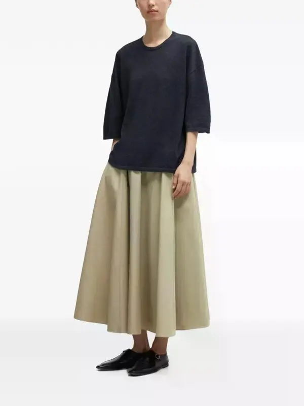 CORDERA Drawstring A-line Midi Skirt - Neutrals