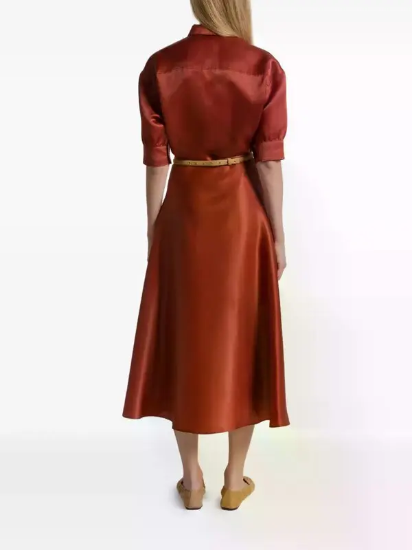 Alberta Ferretti Silk A-line Midi Skirt - Orange