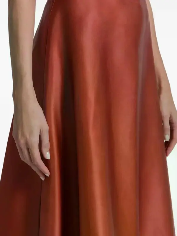 Alberta Ferretti Silk A-line Midi Skirt - Orange