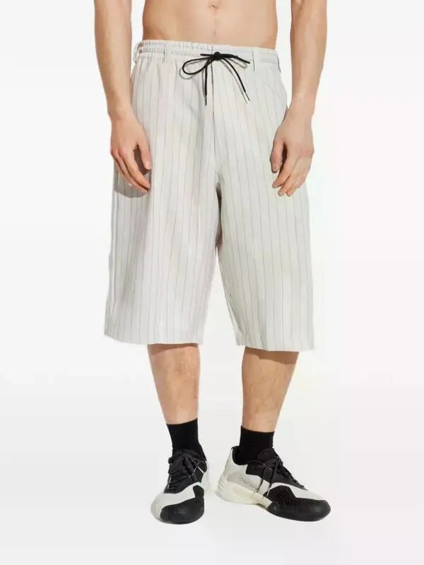 Y3 Pinstripe Drawstring Shorts - Neutrals