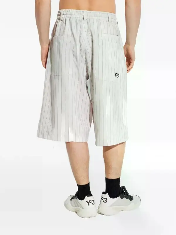 Y3 Pinstripe Drawstring Shorts - Neutrals