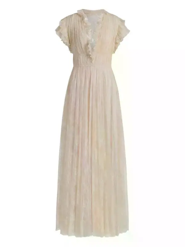 Alberta Ferretti Lace Maxi Dress - Neutrals