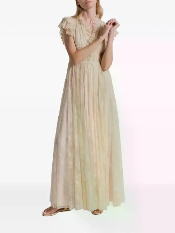 Alberta Ferretti Lace Maxi Dress - Neutrals