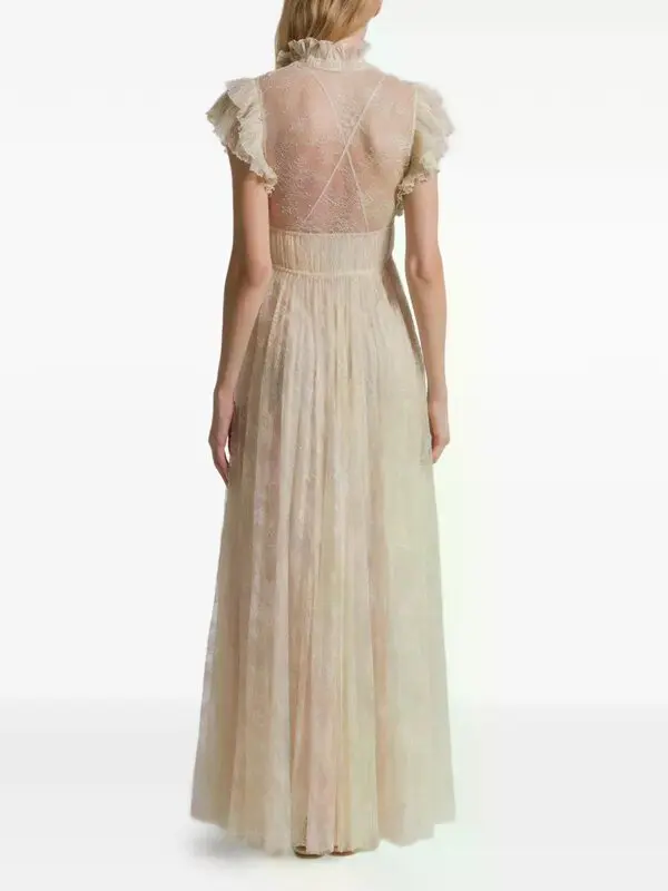 Alberta Ferretti Lace Maxi Dress - Neutrals