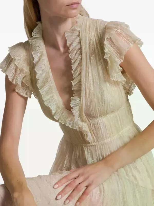 Alberta Ferretti Lace Maxi Dress - Neutrals