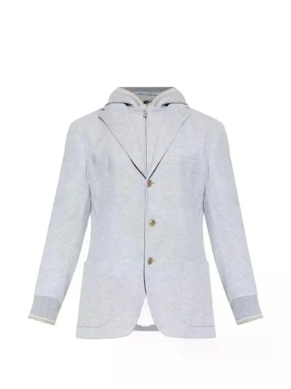 Eleventy Hooded Buttoned Jacket - Grey