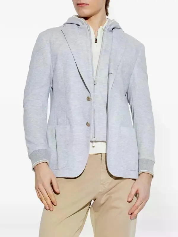 Eleventy Hooded Buttoned Jacket - Grey